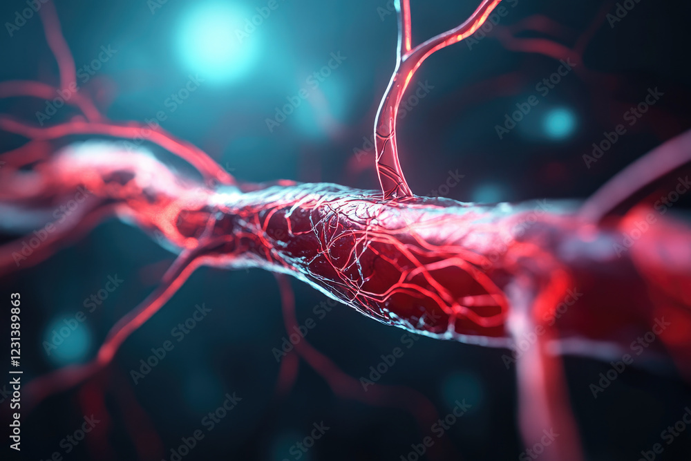 Detailed illustration of artery and vein structure anatomy in a human ...