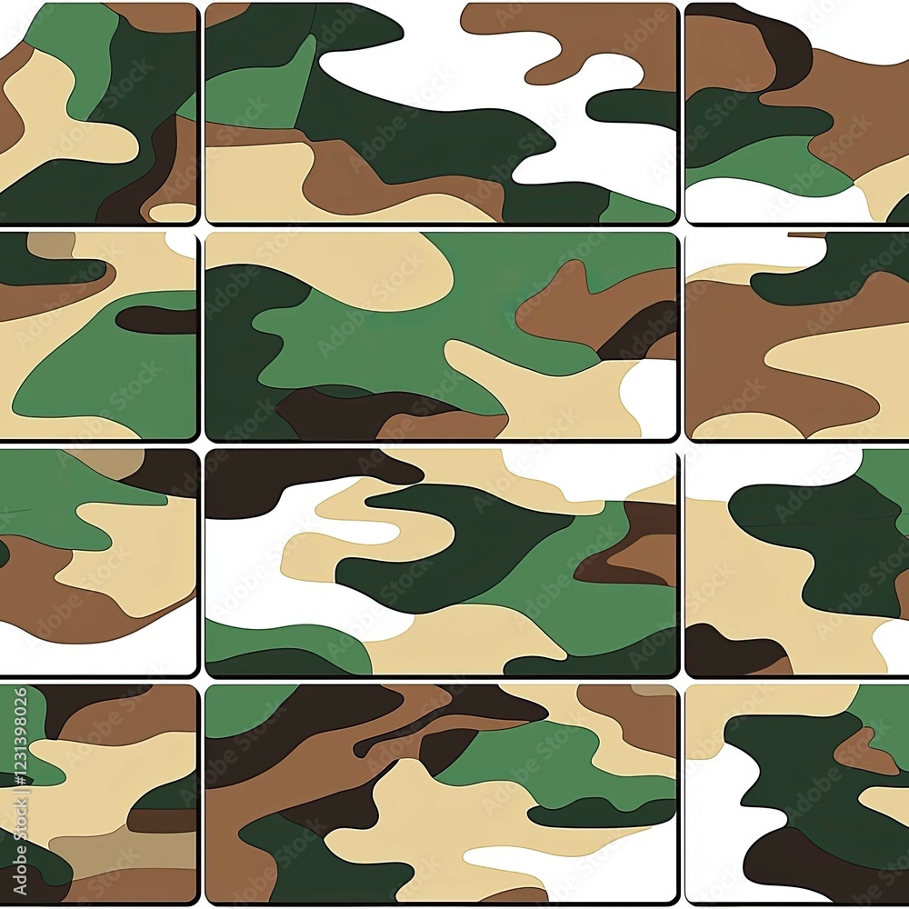 Camouflage Seamless Pattern: Military Green Brown Beige White Abstract ...