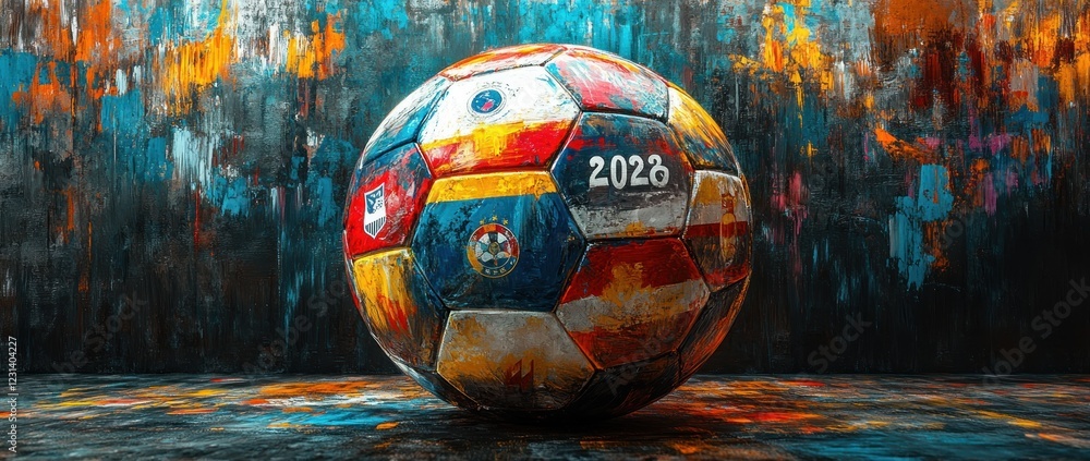 Soccer Ball 2025 Euro Championship with National Flags and Dynamic ...