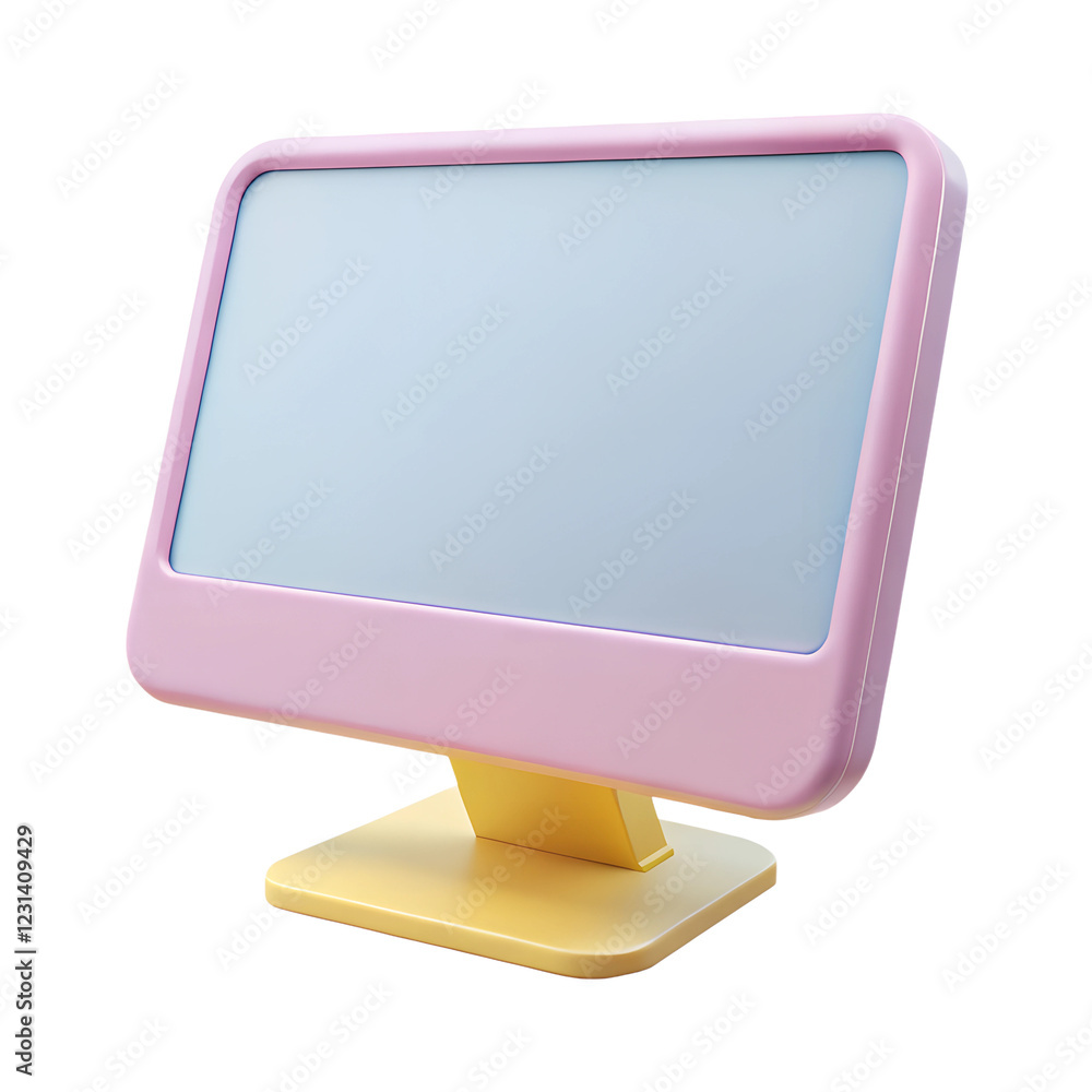 Pink modern realistic computer monitor. 3d rendering isolated on white ...