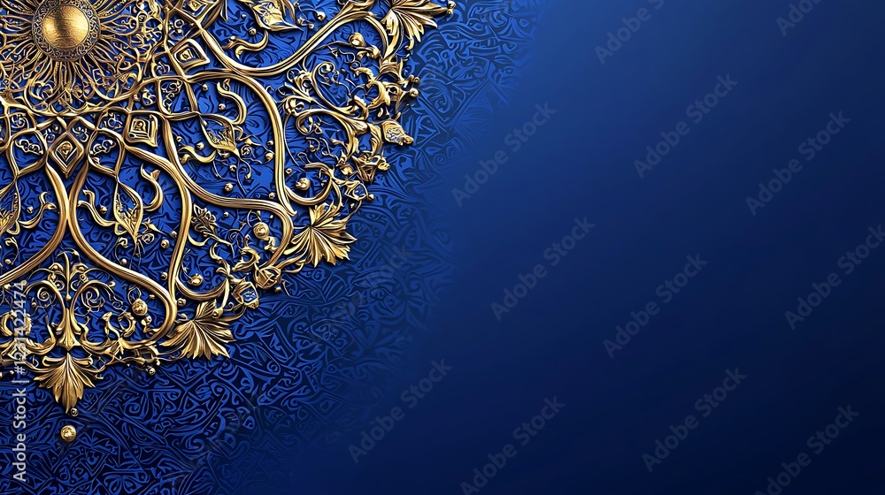 Ramadan Kareem White and Blue Luxury Islamic Background with Decorative ...