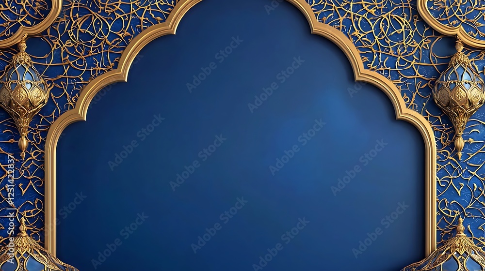 Ramadan Kareem White and Blue Luxury Islamic Background with Decorative ...