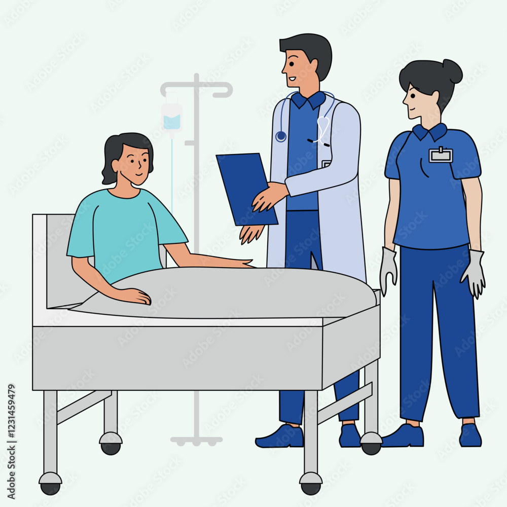 Doctors checking patient health condition. Nurse visit to ward of ...