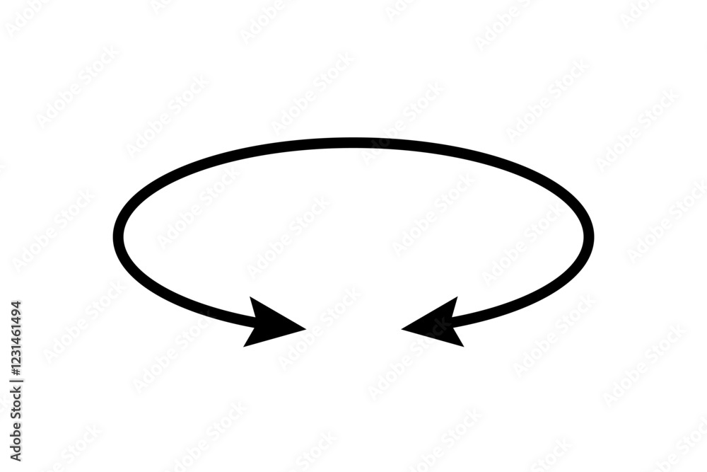 Oval circle double arrow icon. Ellipse orbit line arrow symbol. Oval ...