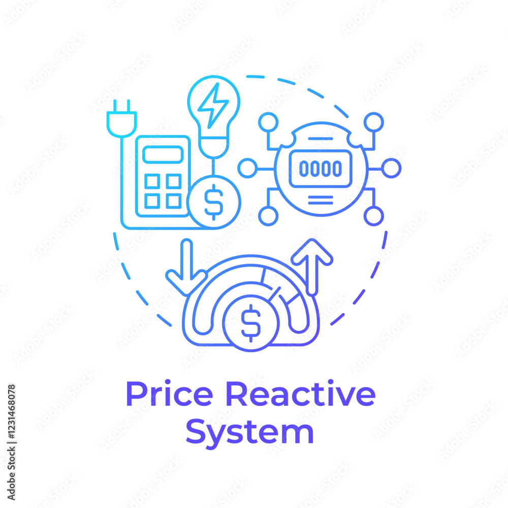 Price reactive system blue gradient concept icon. Consumption meter ...