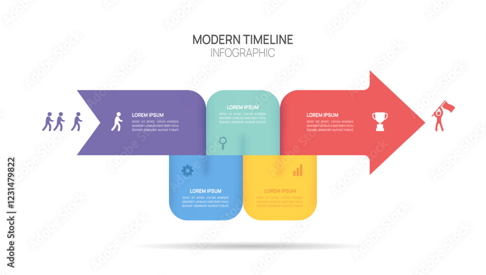 Infographics arrow symbol timeline business steps to success template ...