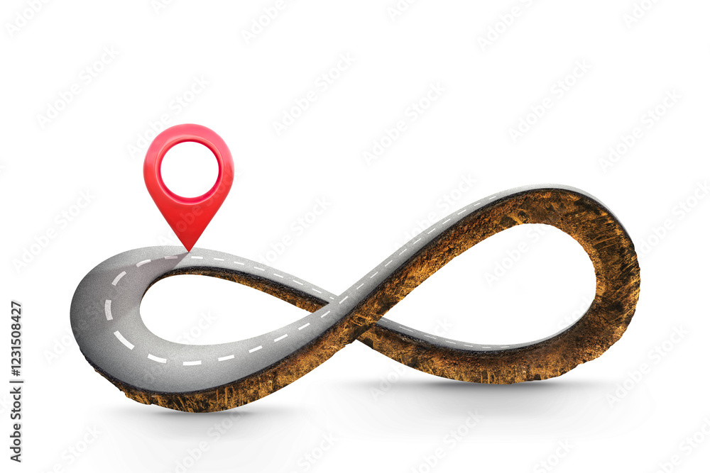 Infinity symbol road in adventure routeor insurance concept. Location ...