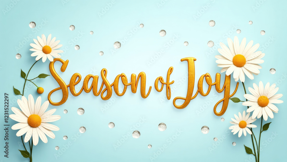 "Season of Joy" text graphic with a whimsical daisy border and water ...