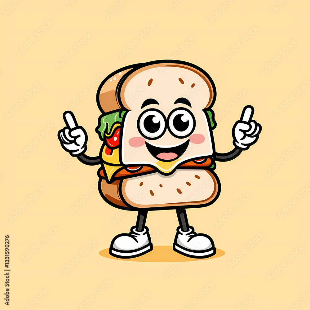 Smiling sandwich cartoon with lettuce and tomato arms / Sándwich ...