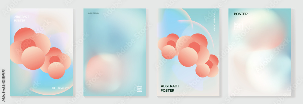 Modern gradient poster background vector set. Minimalist cover template with green and blue ...