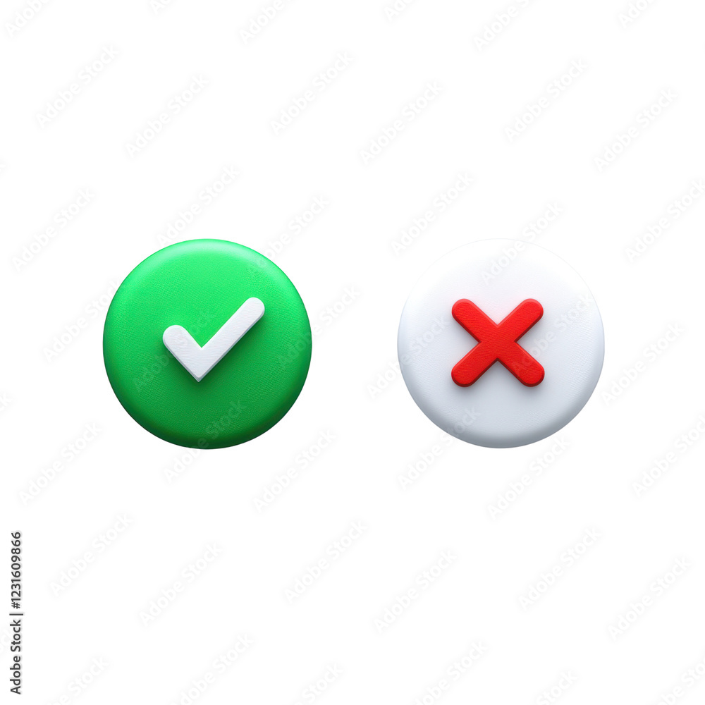 Icons represent approval and disapproval with a green check and red ...