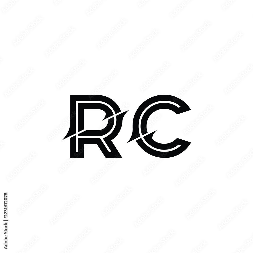 RC monogram logo design letter text name symbol monochrome logotype ...