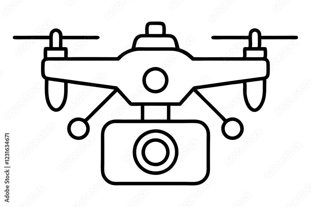 Drone line art vector, drone camera icon outline drawing vector ...