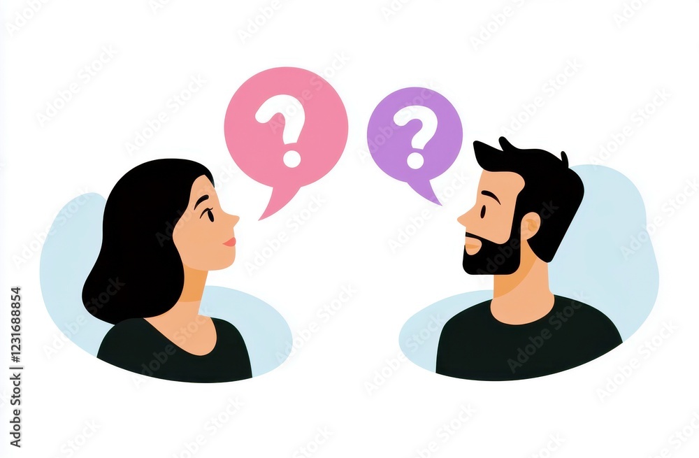 Illustrative design of a conversation between a woman and a man, with ...