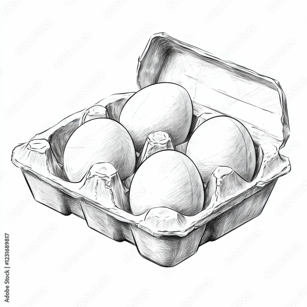Stock-Illustration „vector style flat illustration egg carton, pencil ...