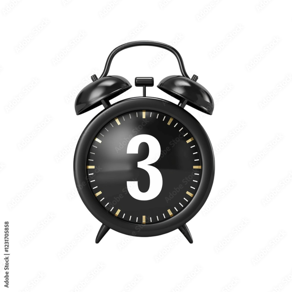 3-Minute Countdown Timer Icon – Time-Tracking Symbol Isolated on ...