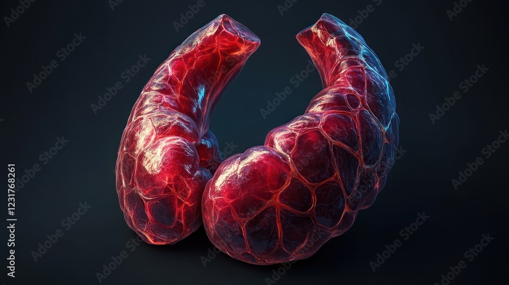 Human thyroid gland in realistic 3D render, detailed texture visible ...