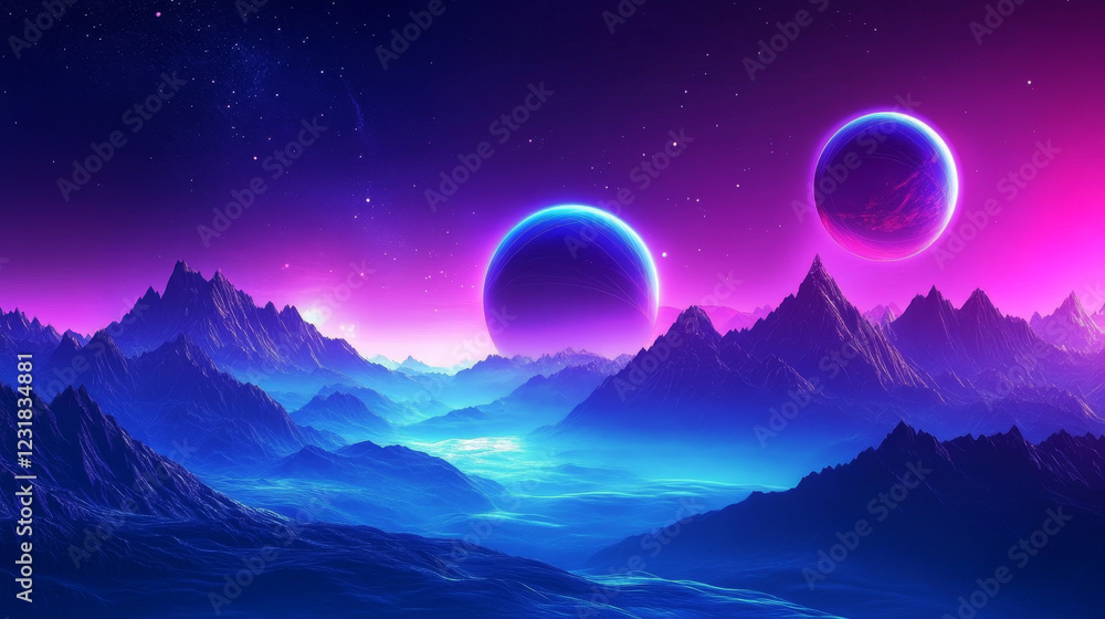 Futuristic cyber background with abstract neon glow blue and purple 3d ...