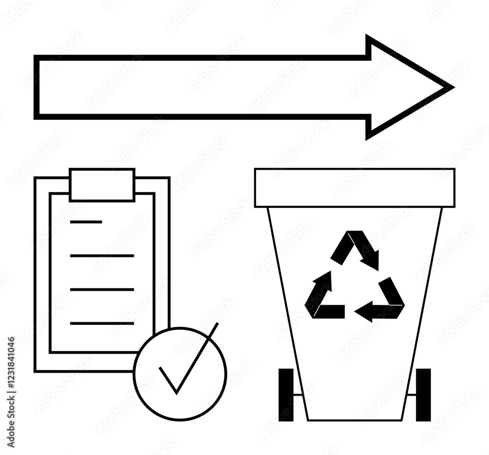 Vector de Stock Checklist with a checkmark, large arrow pointing ...