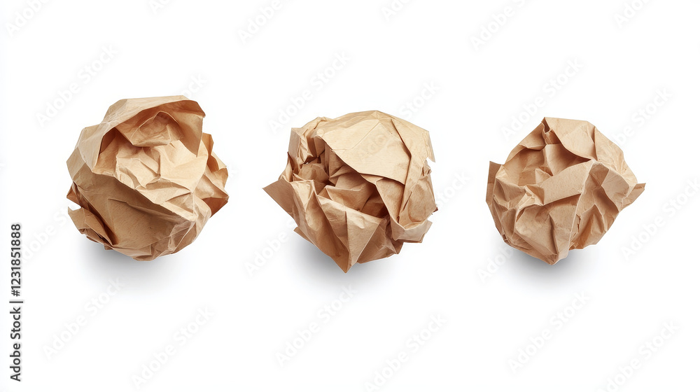 Crumple paper ball, white 3d crinkle trash vector isolated on ...