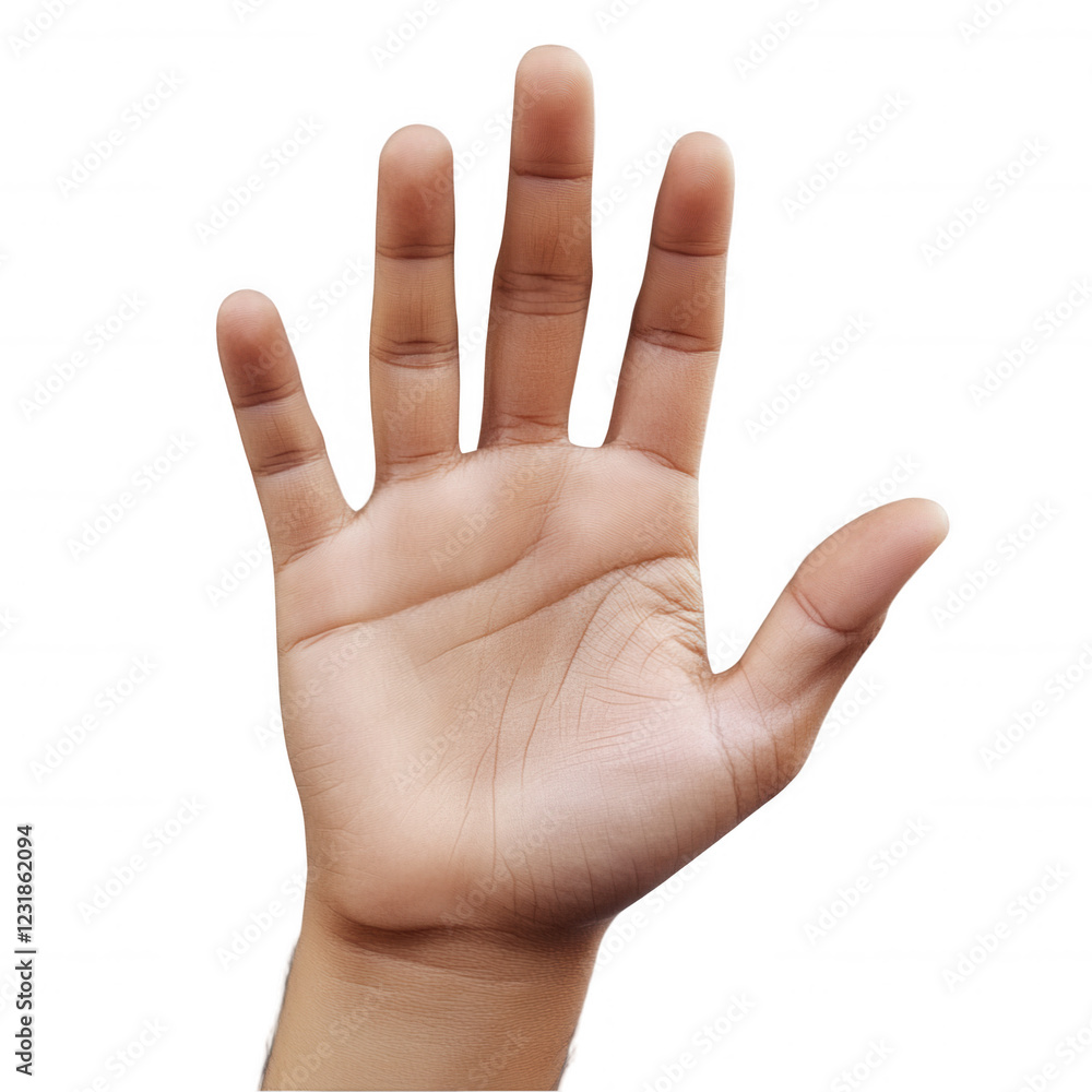 Open hand gesture showing five fingers against a transparent background ...
