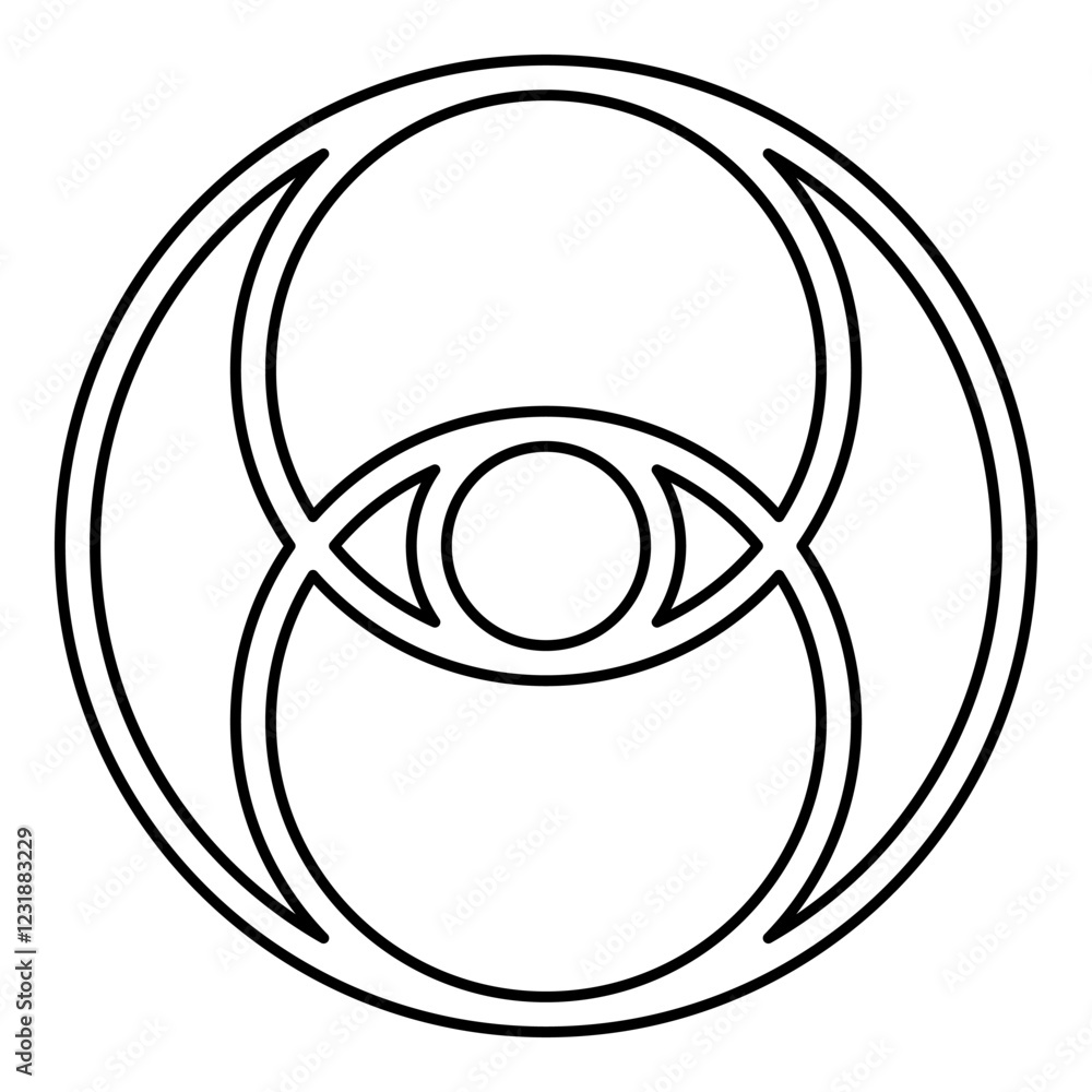 Vesica piscis eye gold sacred geometry symbol contour outline line icon ...