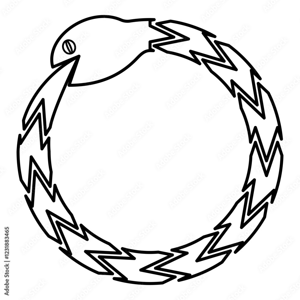 Uroboros Zhulong snake eating own tail coiled in ring Ouroboros serpent ...