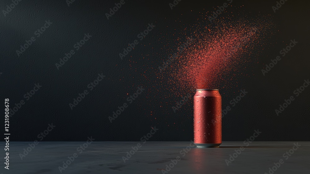 Explosive beverage can eruption studio setup high-resolution image dark ...