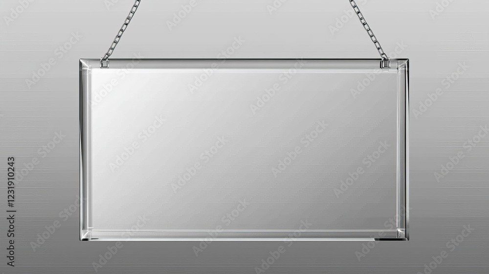 Acrylic poster, blank glass frame hang on wall isolated on transparent ...