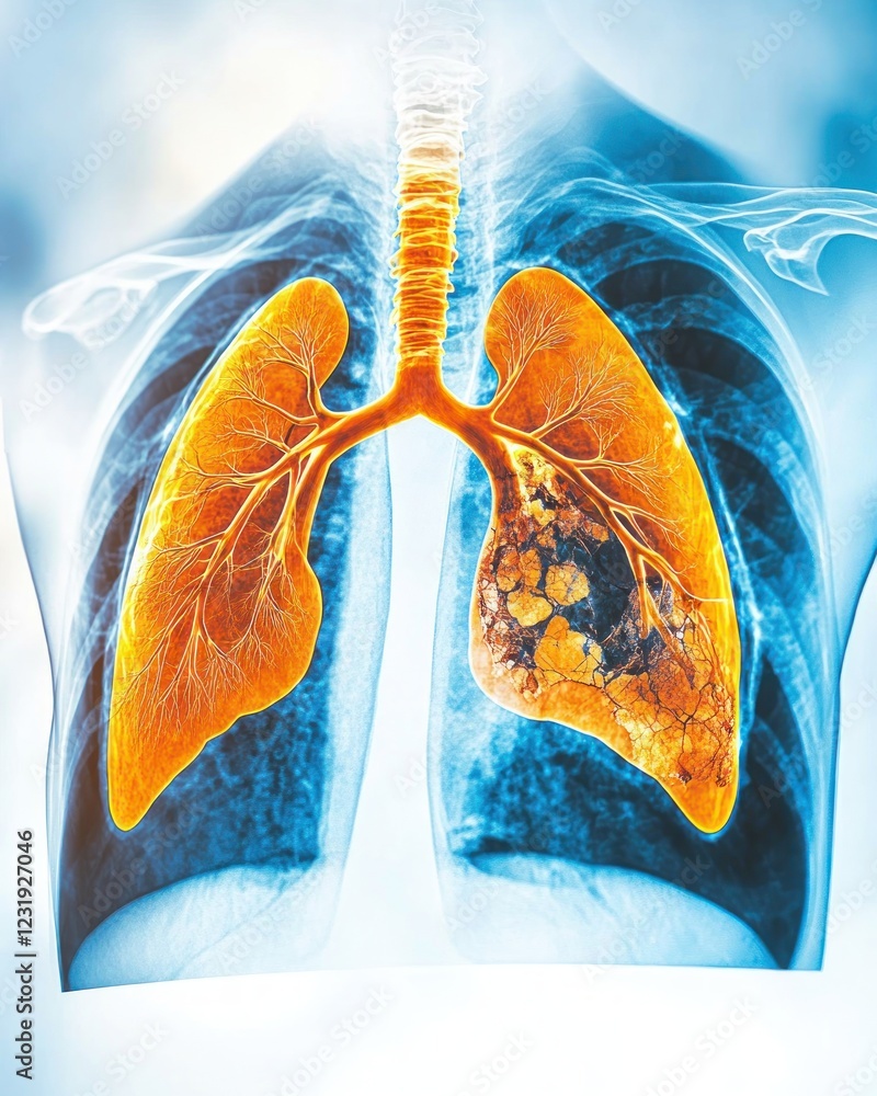 Human Lungs X Ray Image Showing Severe Lung Damage and Disease Medical ...
