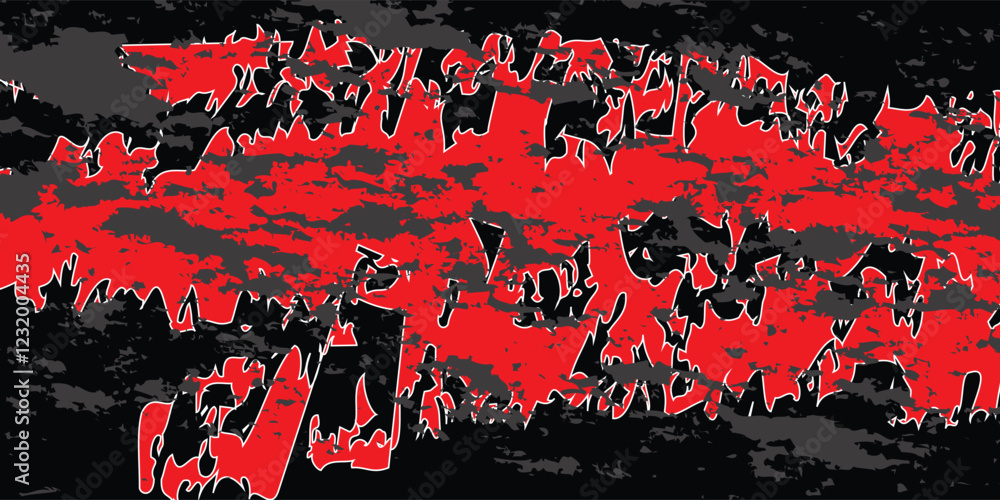 red black dragon brush decal flame fire volcano lava sakura Asia Japan ...