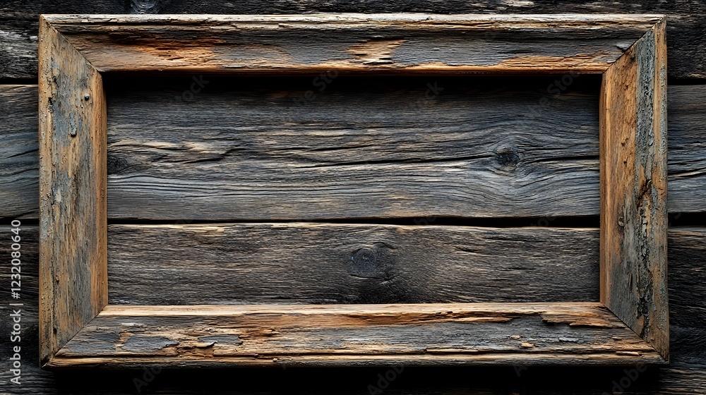 Rustic and weathered wooden frame backdrop with a vintage distressed ...