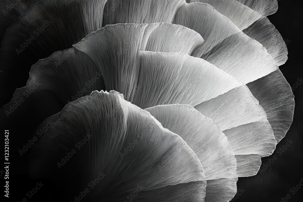 extreme macro photograph of mushroom gills creating abstract organic ...