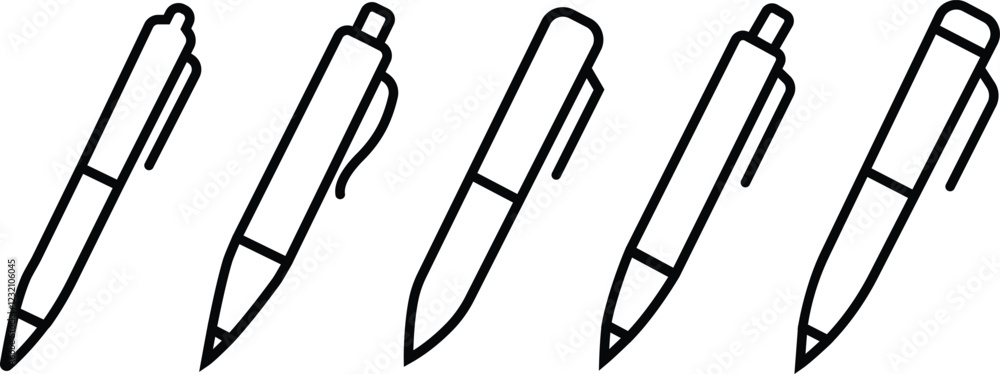Black Pen icons set. Signature pen outline and filled vector sign ...