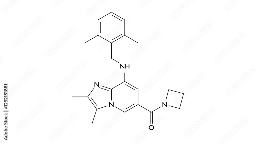 zastaprazan molecule, structural chemical formula, ball-and-stick model ...