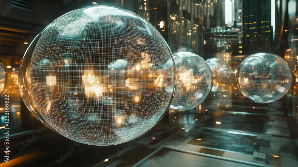 Bubble shields, protection force fields. Vector realistic set of safety ...