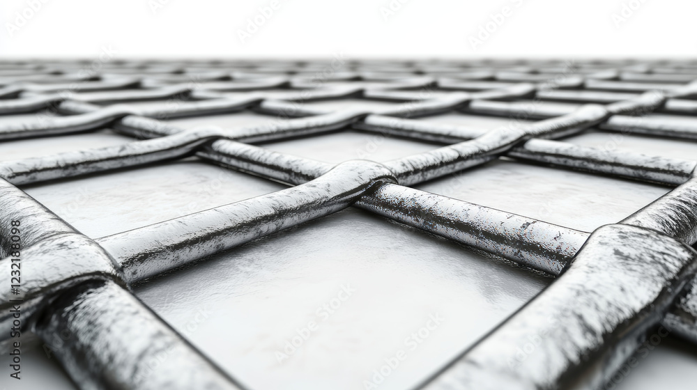Metal fence mesh, pattern of steel wire grid isolated on white ...