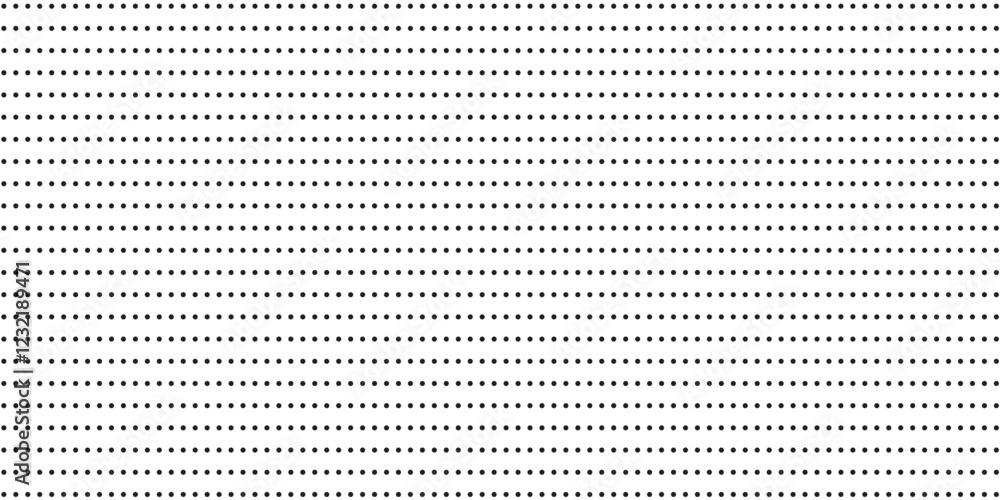 Notebook page template with black dotted lines on white background ...