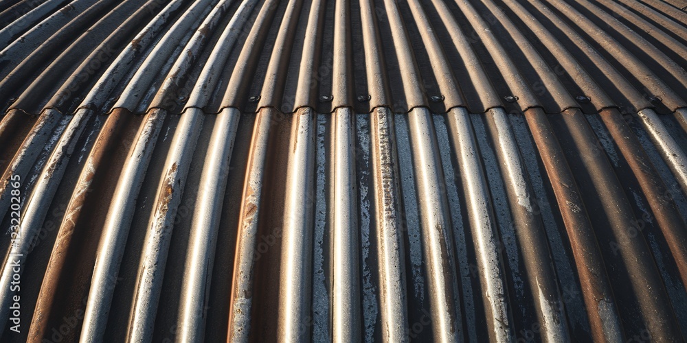 Foto de Stock Industrial Corrugated Metal Surface with Parallel Ridge ...