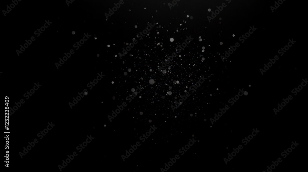 floating dust particles in air, dark background overlay, small white ...