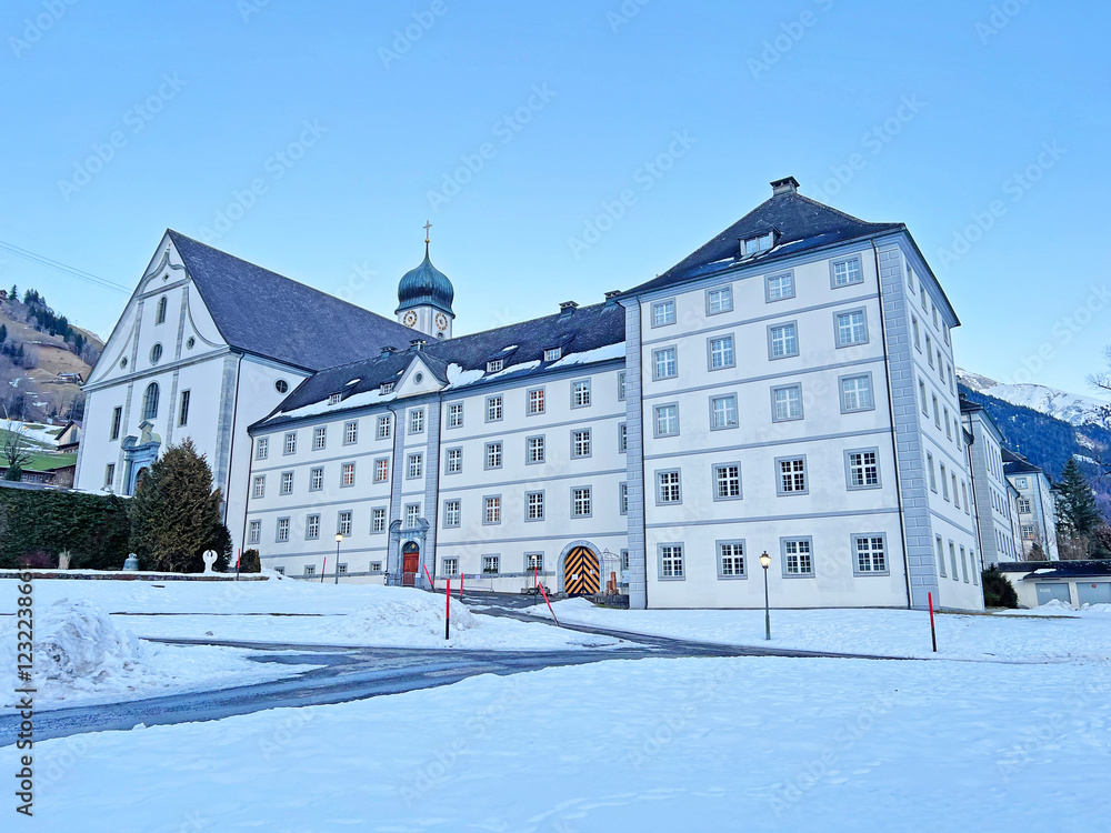 Photo Stock Engelberg’s Benedictine Monastery or Engelberg Abbey ...