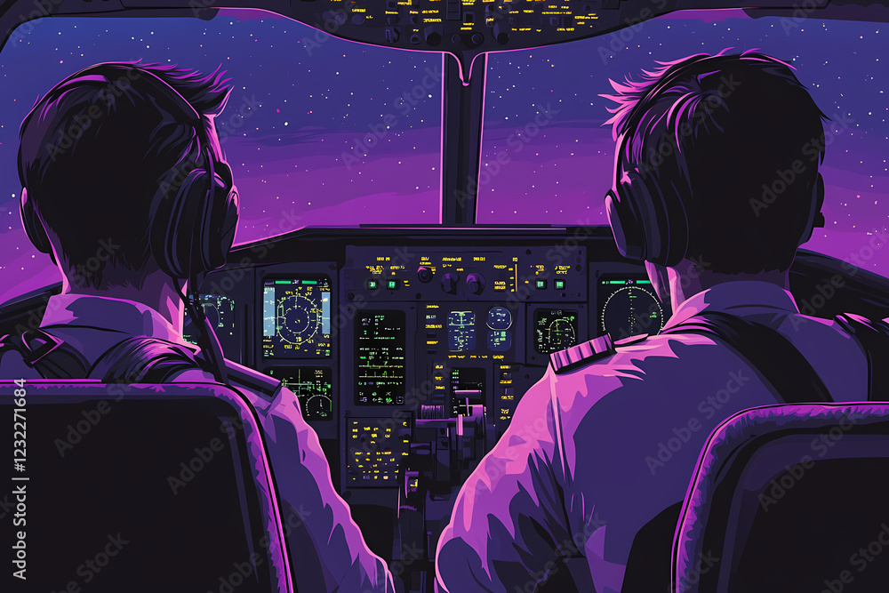 Vector illustration of a pilot using an AI-powered device in the ...