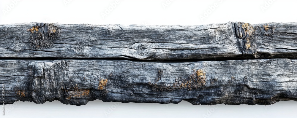 High-Resolution Image Weathered wooden dock planks with cracks, aged by ...