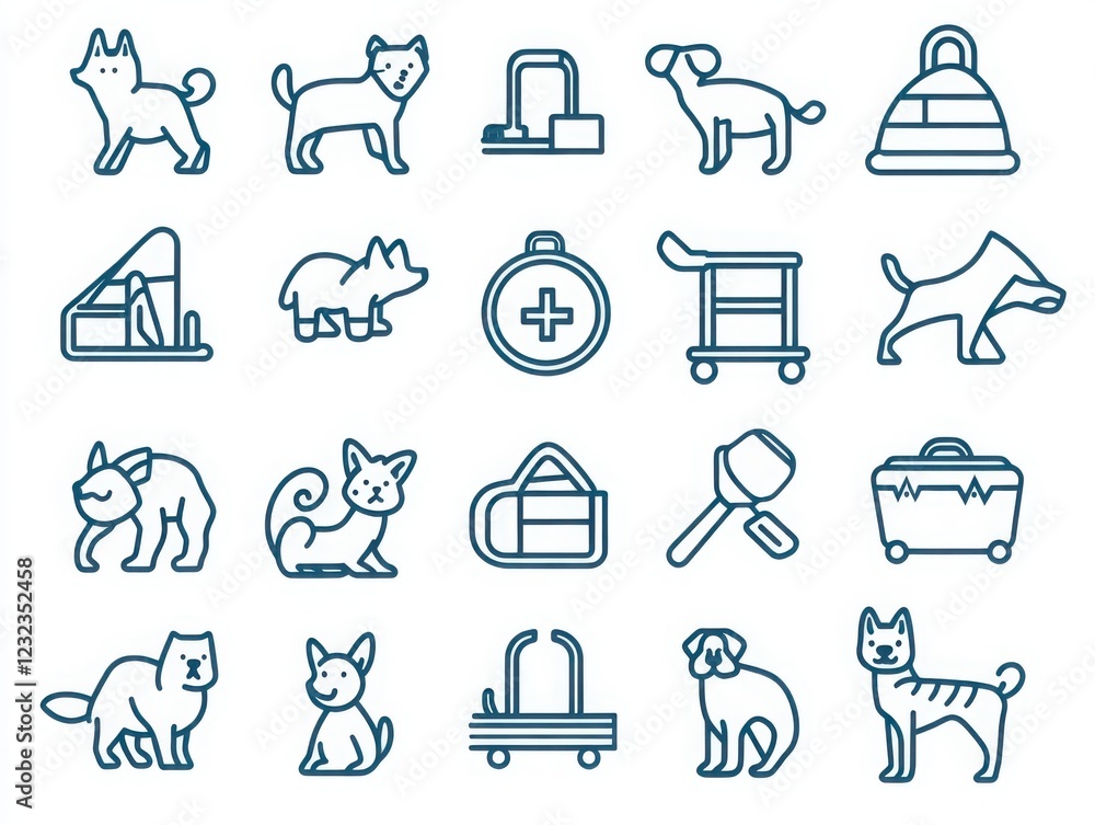 Pets Line Editable Icons set. Vector illustration in modern thin line ...