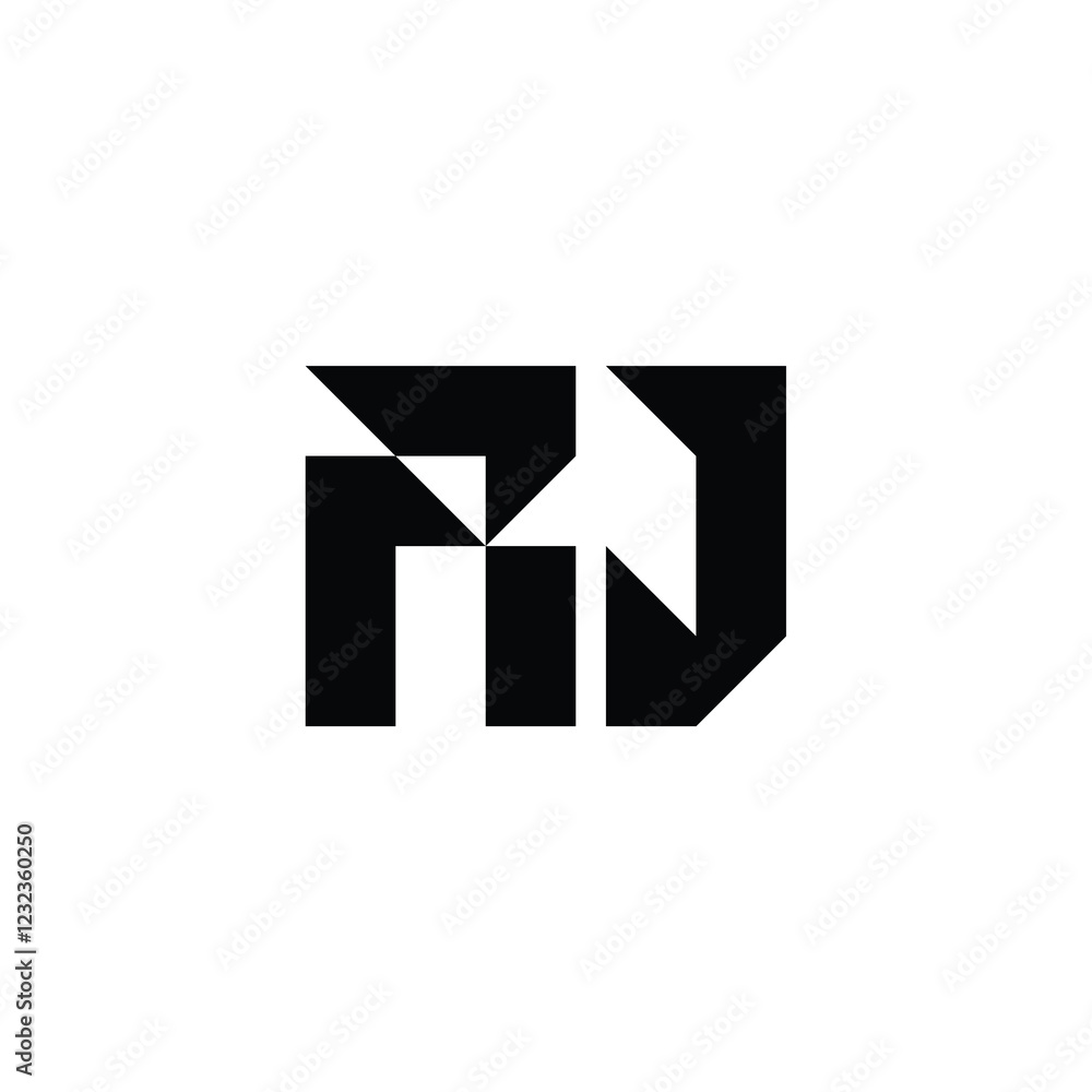 RJ monogram logo design letter text name symbol monochrome logotype ...