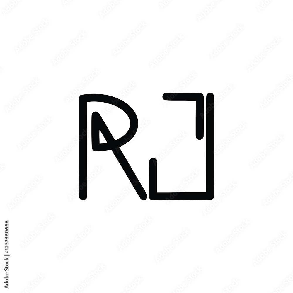 RJ monogram logo design letter text name symbol monochrome logotype ...