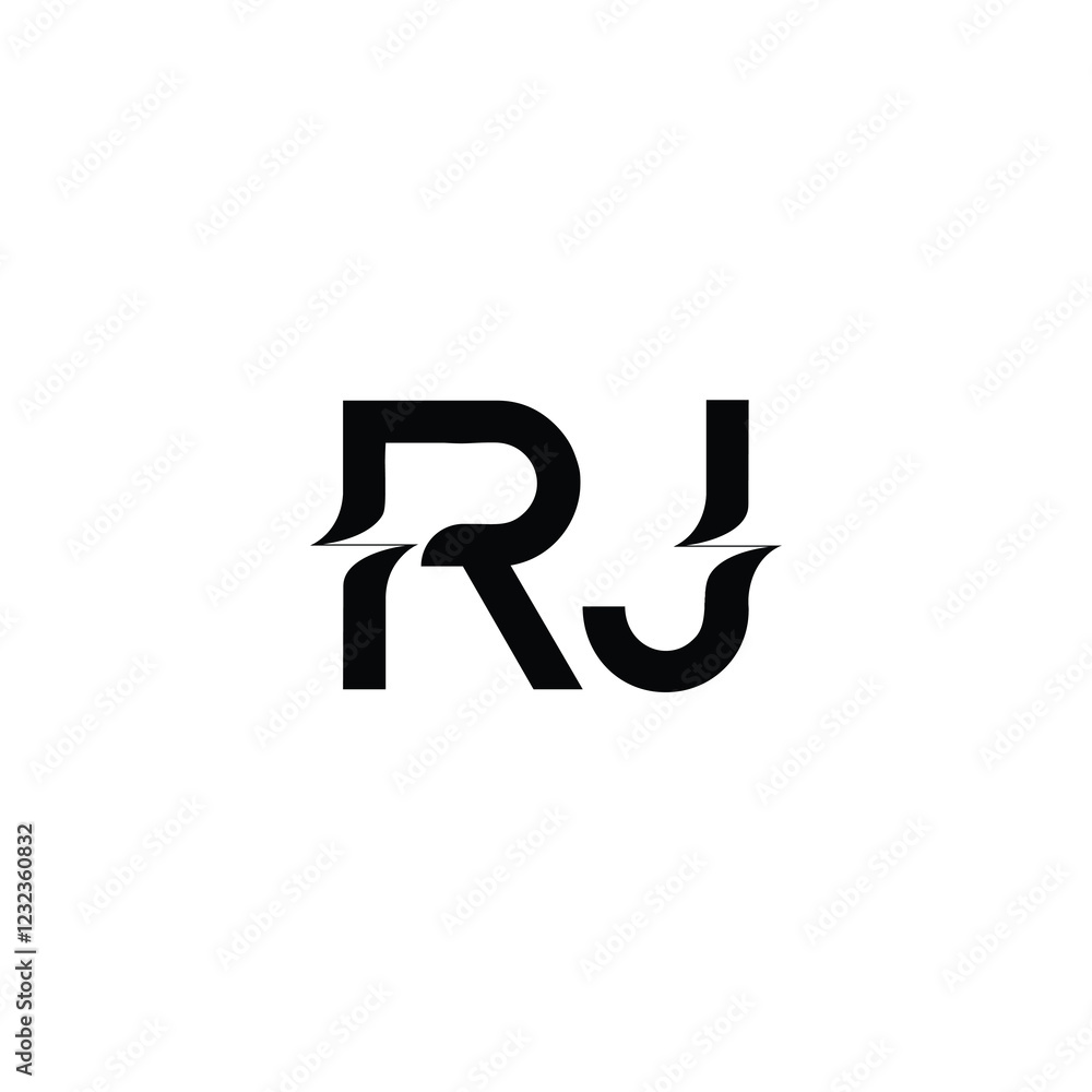 RJ monogram logo design letter text name symbol monochrome logotype ...