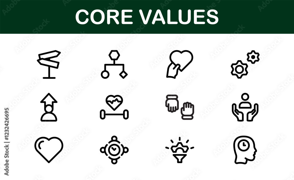 Core Values Icon Pack. Professional Line Art for Integrity ...