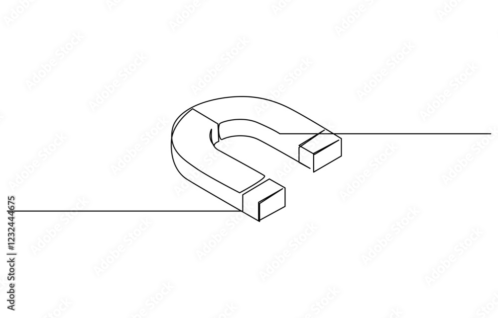 One continuous line drawing horseshoe Magnet drawing, Horse shoe magnet ...