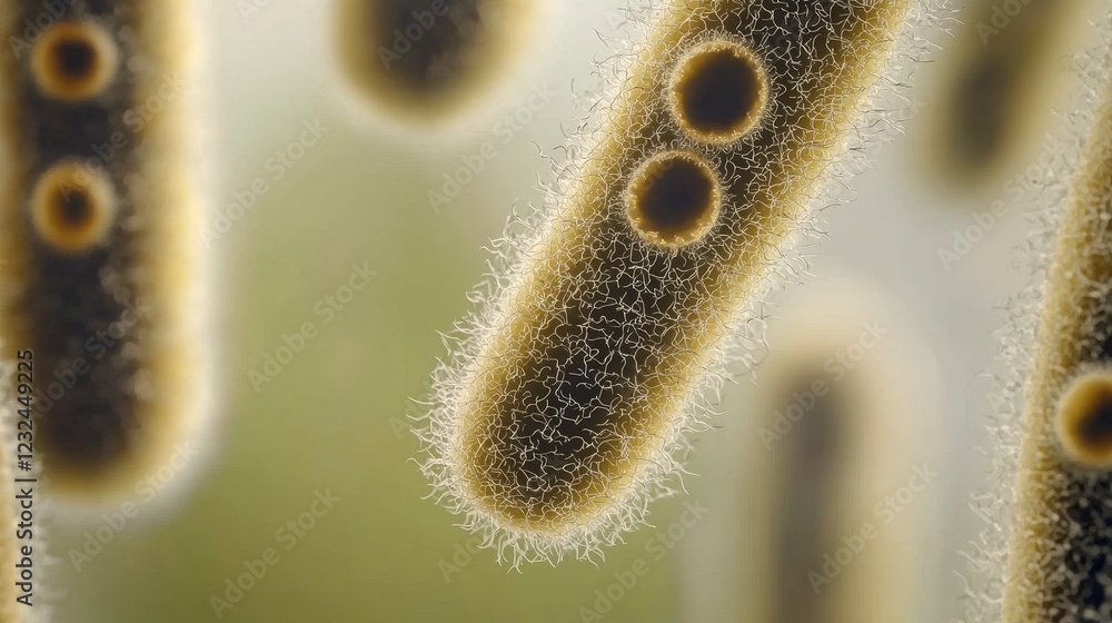 Microscopic View of Rabies Virus Cells with Detailed Structure Stock ...